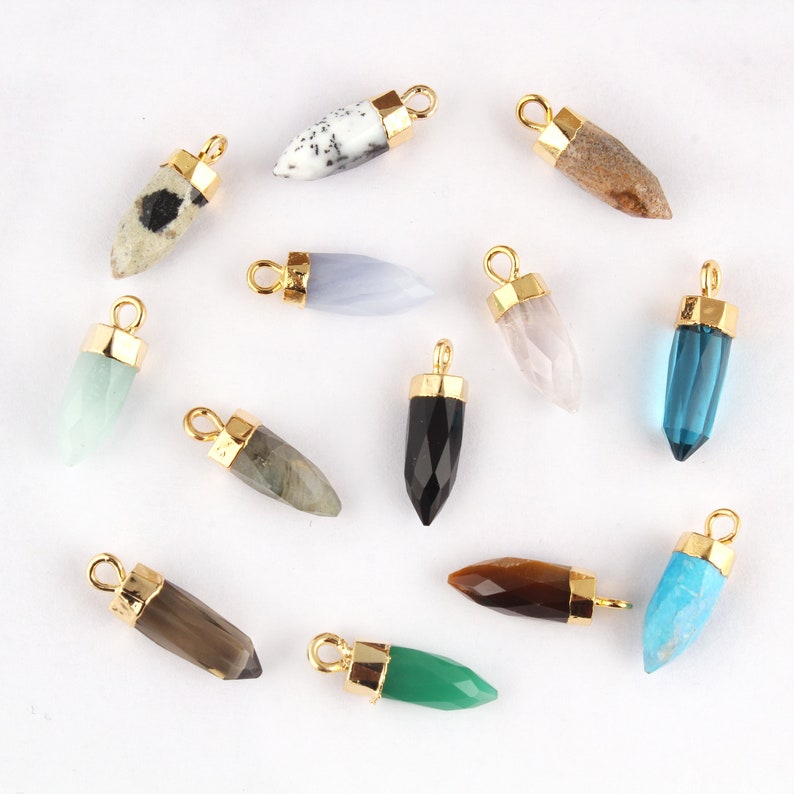 Buy Natural Gemstone Faceted Bullet Shape Gold Plated Pendant Online in ...