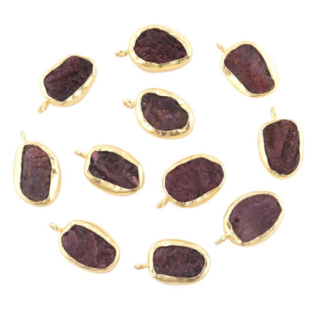 Genuine Raw Rough Ruby Gold Plated Single Bail DIY Pendant - Etsy