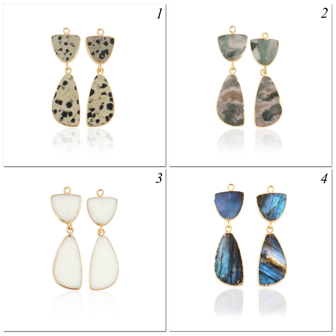 DIY Earring Pair Connector, Unique Natural Spectrolite Labradorite ...