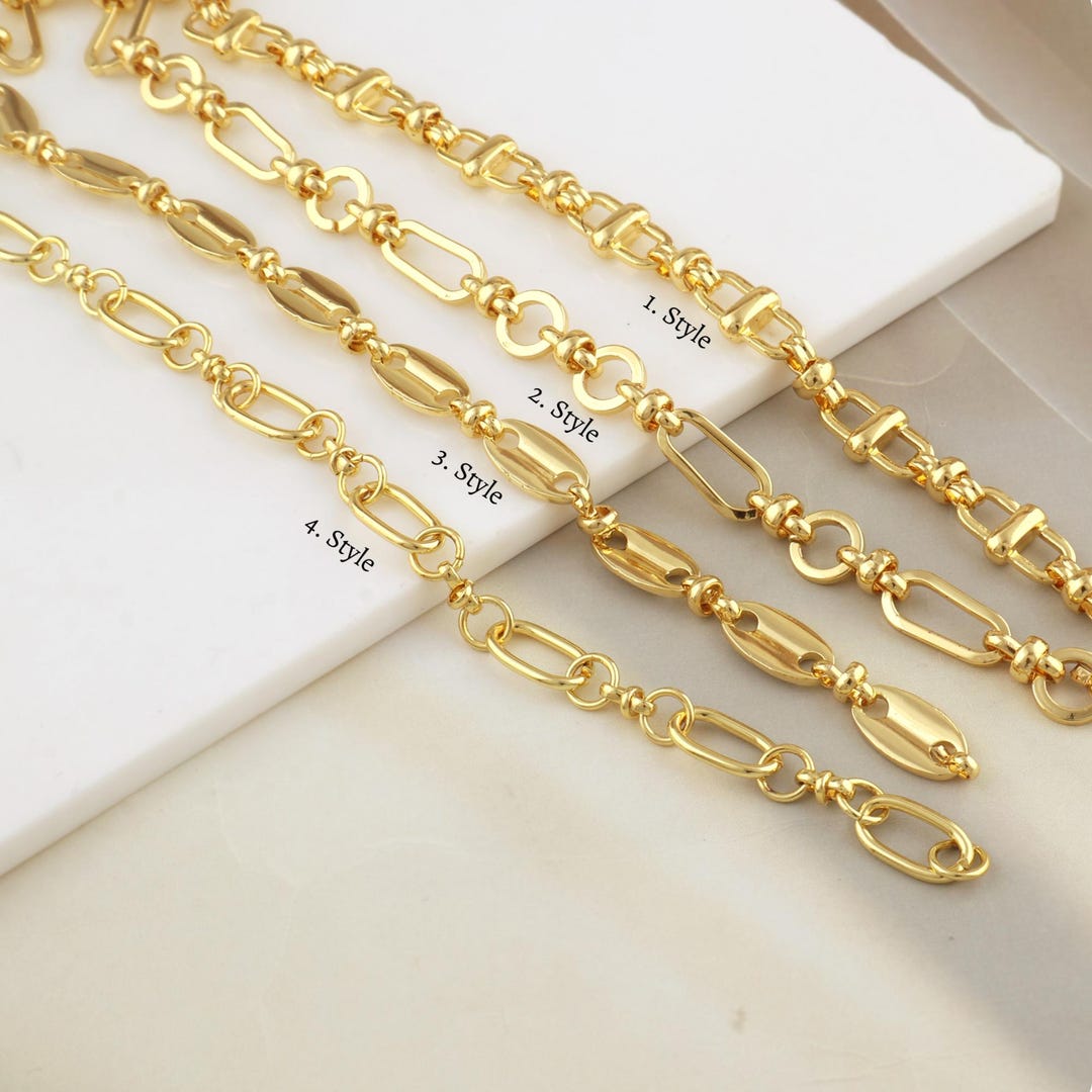 24k Gold Plated Mariner Link Chain: Fancy Cuban Chain Necklace Bracelet ...