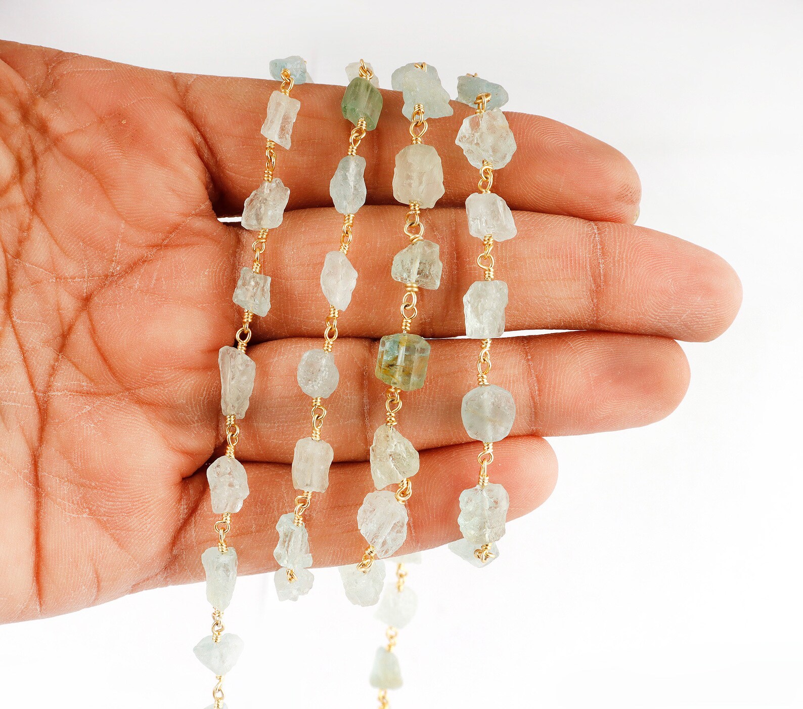 Natural Raw Rough Aquamarine Beads Nuggets Gold/silver/rose - Etsy