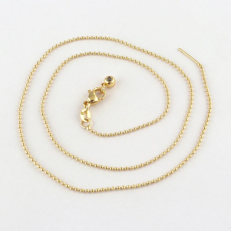 18k Gold Plated Brass Bead Ball Chain Necklace: Satellite DIY Jewelry ...