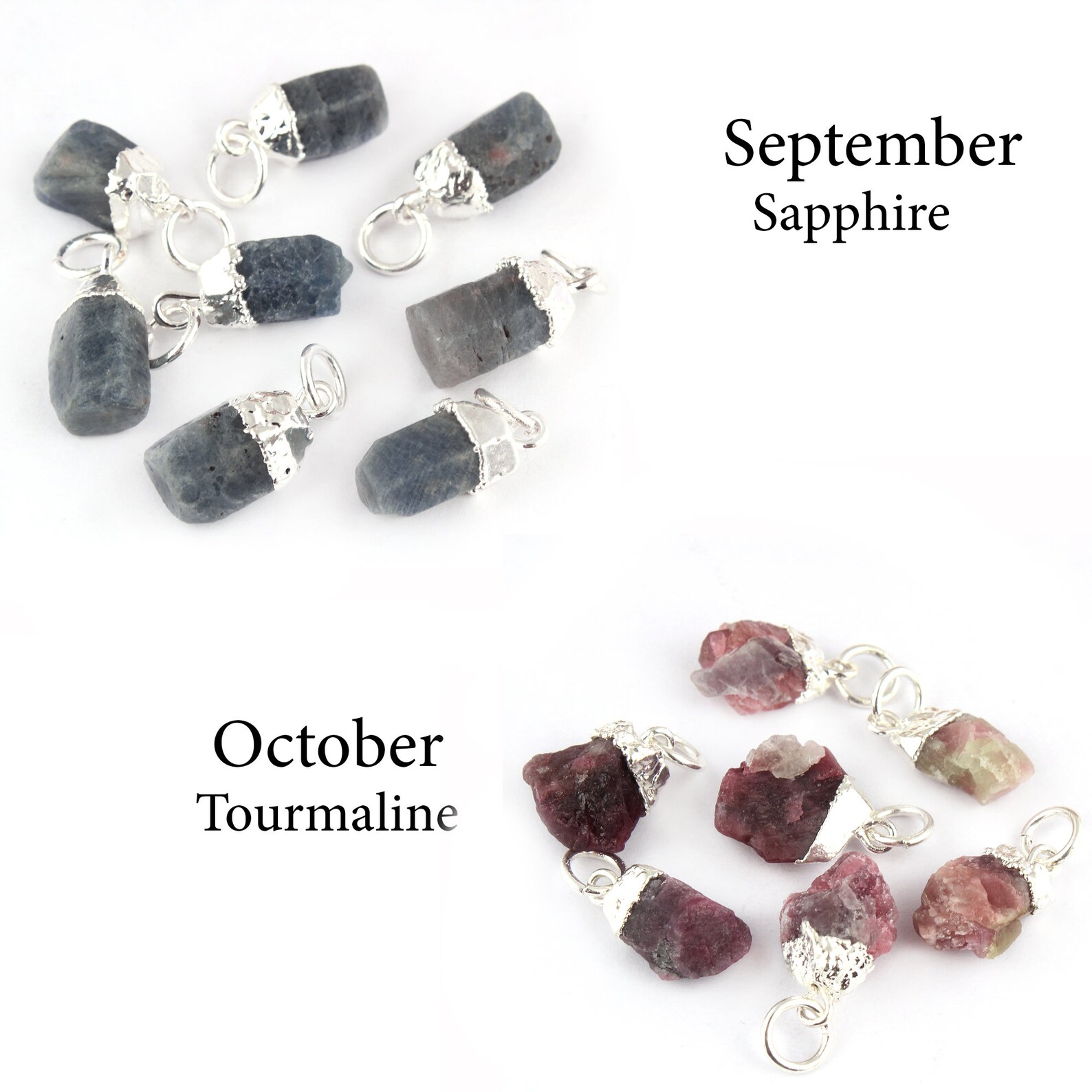 Choose Your Birthstone Natural Raw Rough Gemstone Silver | Etsy