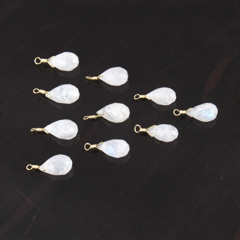 Natural Fire Moonstone Drops Connector Charms Gold Plated - Etsy