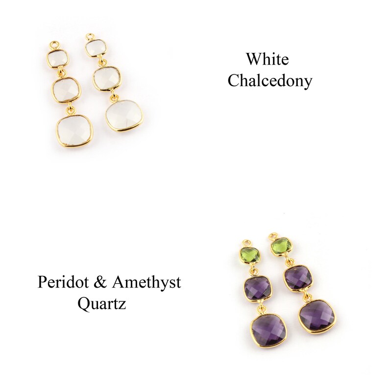 Faceted Checker Cut Hydro Quartz Gold Plated Bezel Earring - Etsy