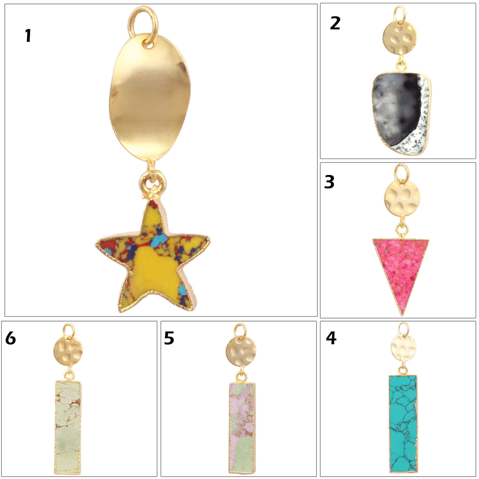 Star Shape Turquoise Gold Plated DIY Pendant Connectors - Etsy