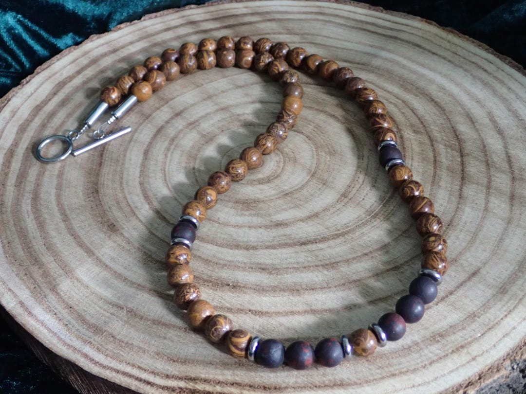 Men's Gemstone Necklace Natural Stone Pattern Stone Beads Brown ...