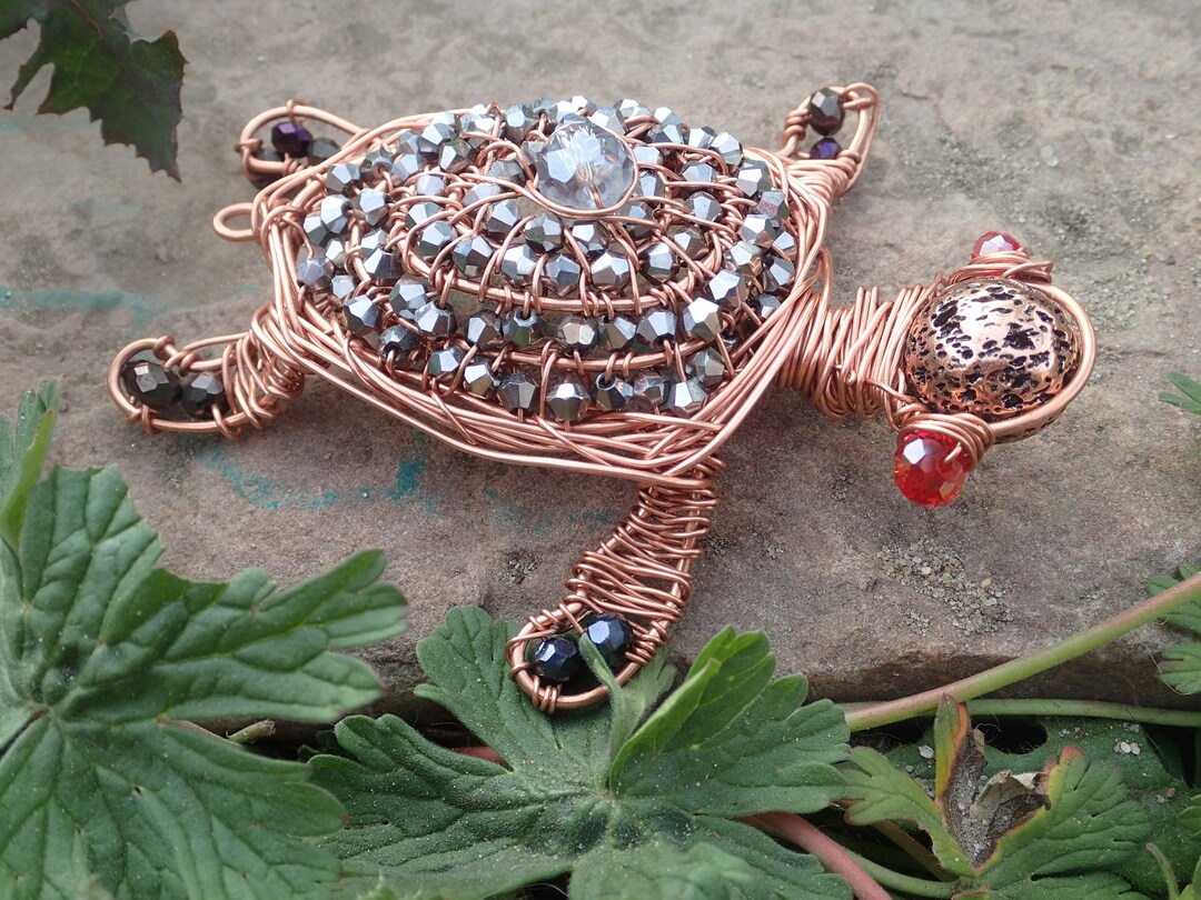 Sea Turtle Sculpture Copper Wire & Beads 3D Sea Animal Artwork for Home ...