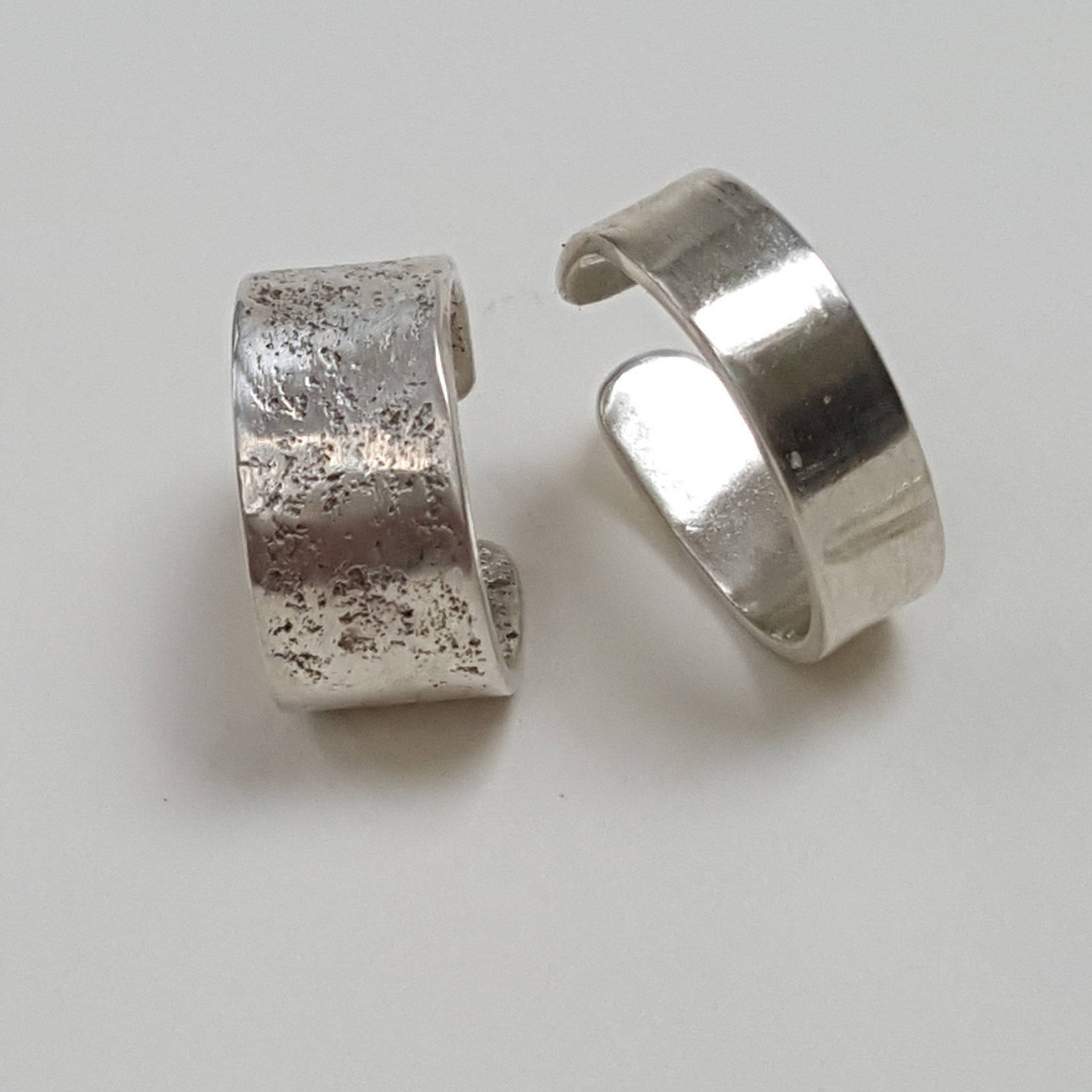 Silver Ear Cuff Smooth or Textured Sterling Silver - Etsy