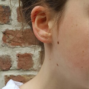 Gold Ear Climber - Dainty Hammered Ear Crawler - Etsy