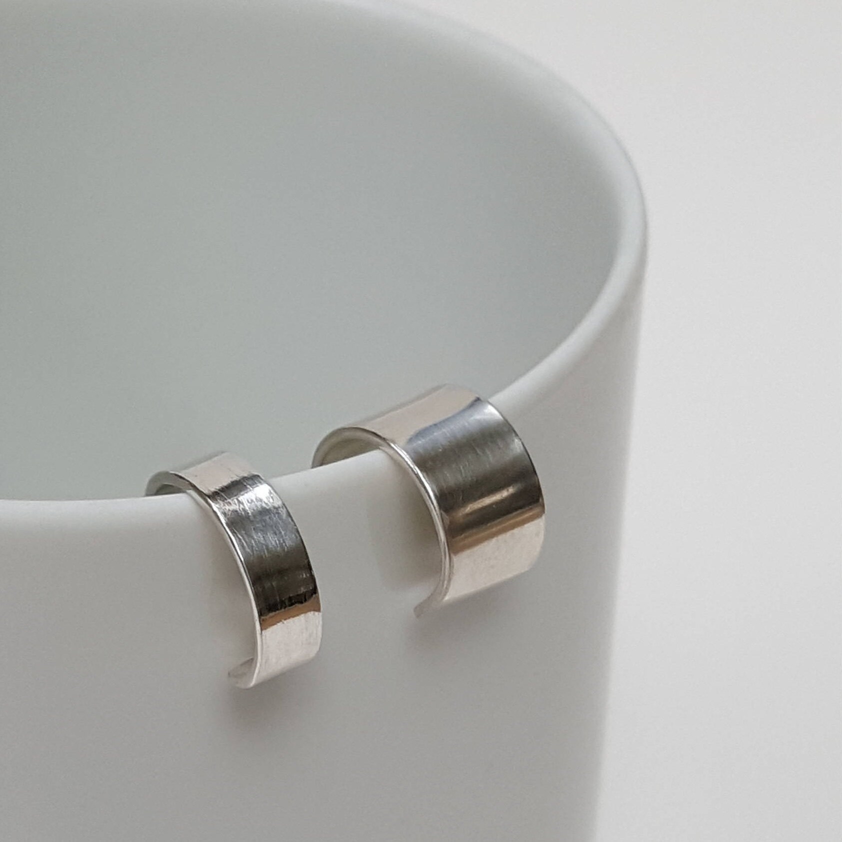 Silver Ear Cuff Smooth or Textured Sterling Silver | Etsy