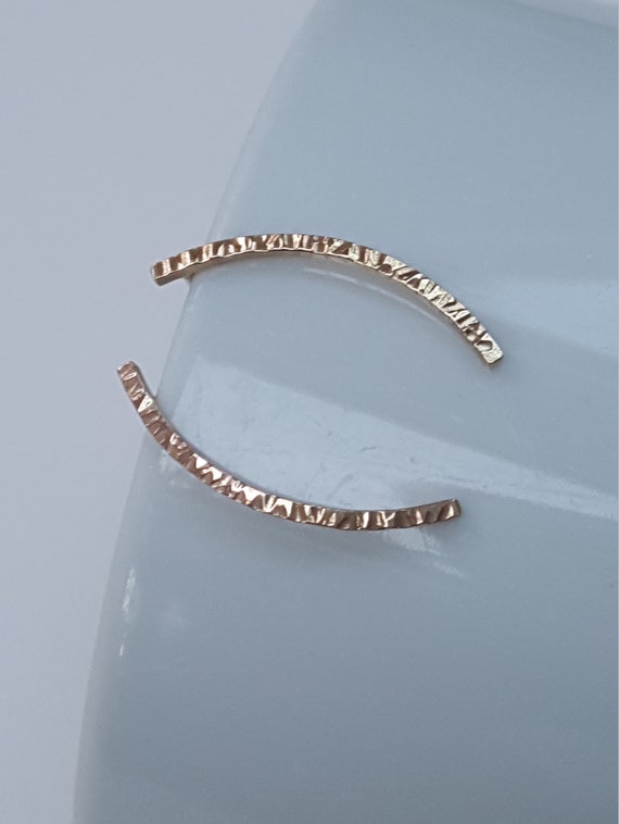 Gold Ear Climbers 9ct Solid Gold Hammered Ear Climbers Minimalist Textured Gold Crawlers Etsy UK