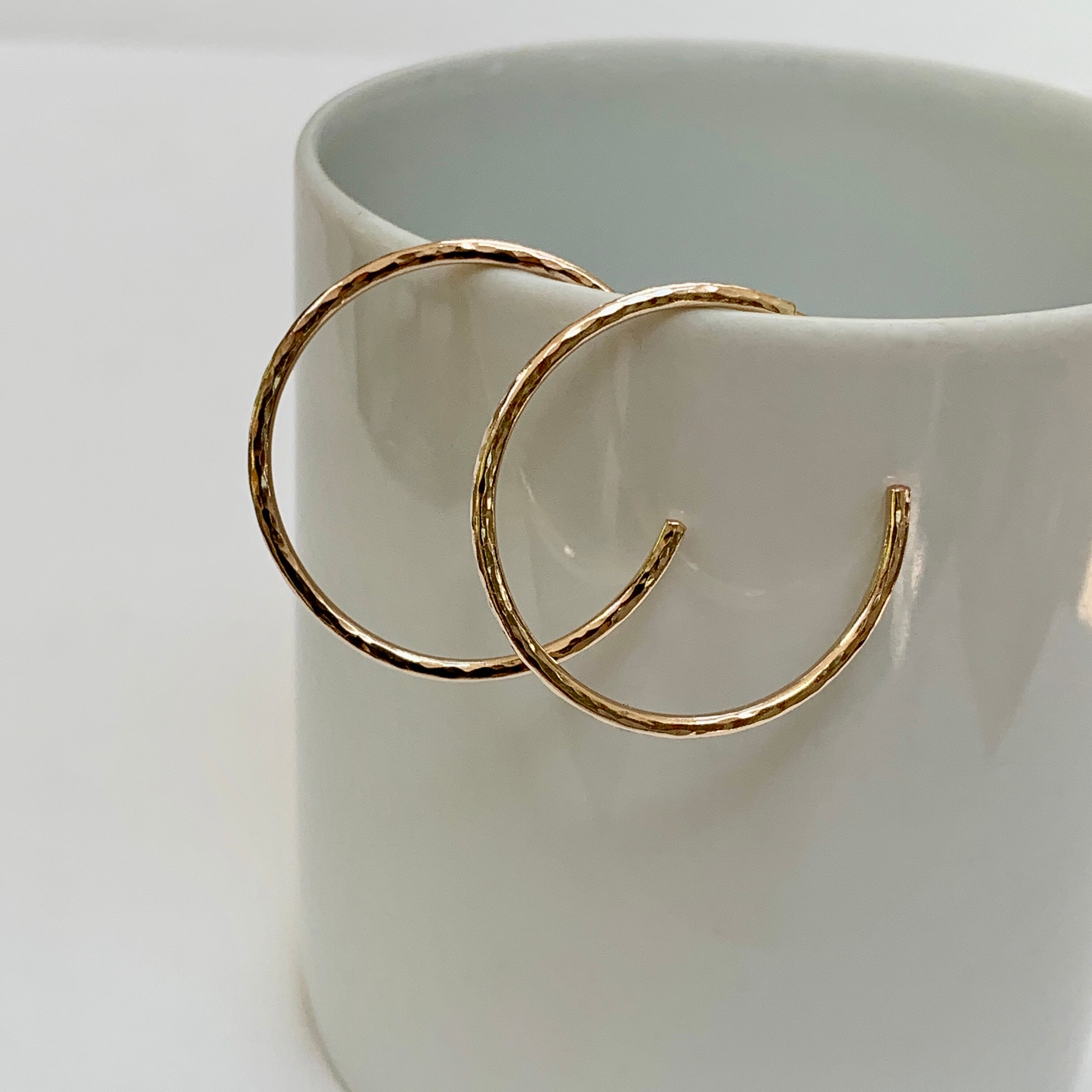 Gold or Silver Hammered Hoop Earrings | Etsy