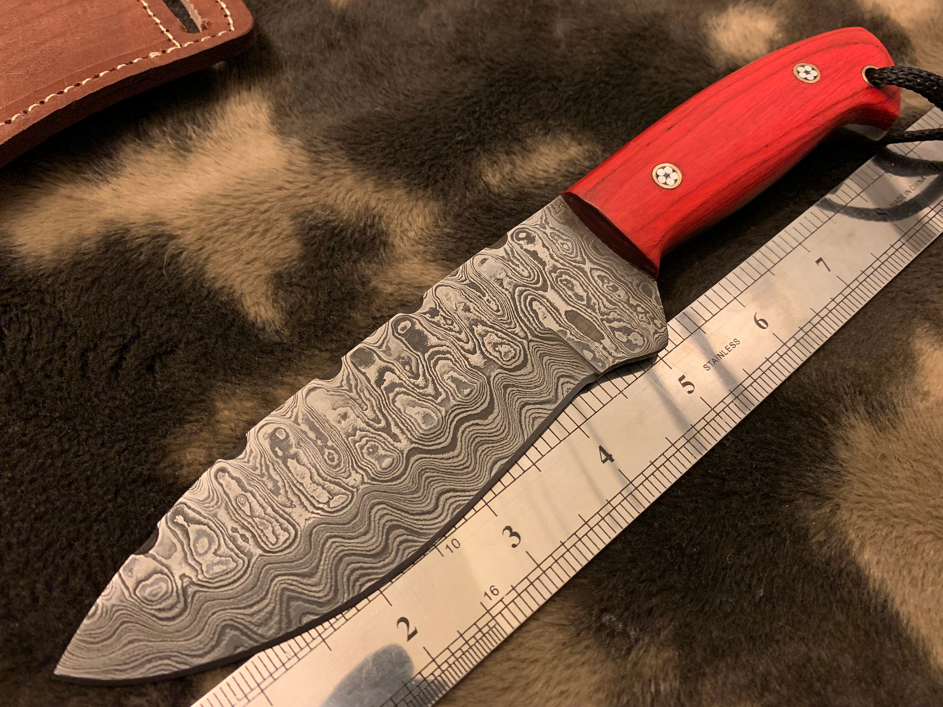 Symbols of Love Red Micarta Sheet With Damascus Steel | Etsy Canada