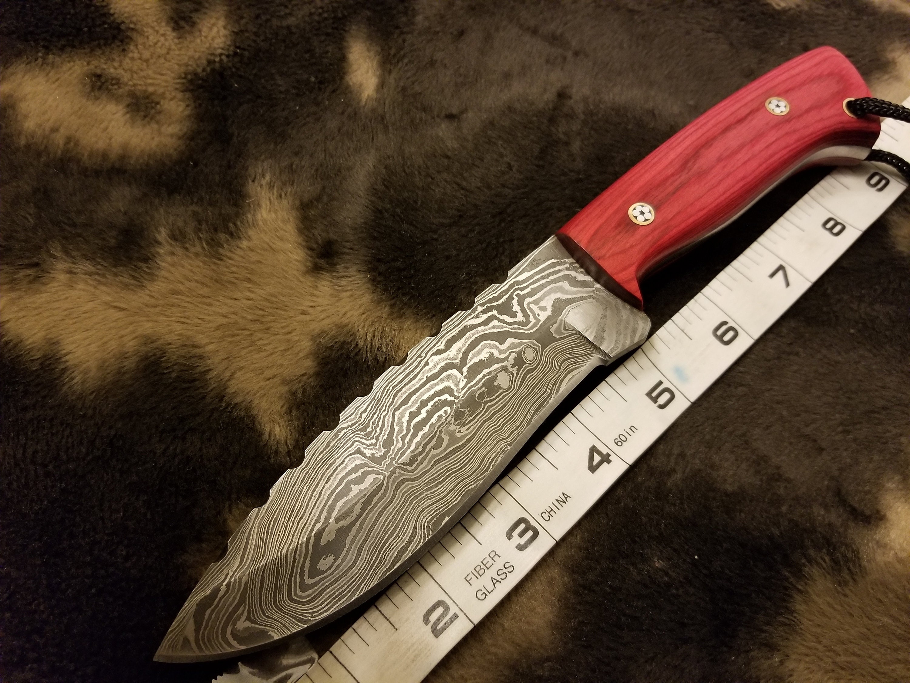 Symbols of Love Red Micarta Sheet With Damascus Steel | Etsy Canada