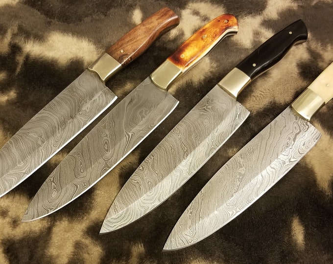 Chef Knife Flat Handle Damascus Steel Blade 12 - Etsy