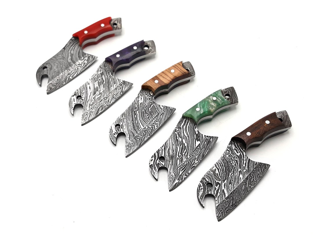 Beer Opener Damascus Hunting Knife, Damascus Fixed Blade Knife, - Etsy