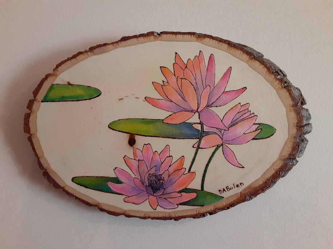 Pink Lotus Flowers Pyrography - Etsy