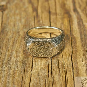 Rustic Ring, Scratch Ring, Textured Ring, Hipster Jewelry, Mens Signet ...