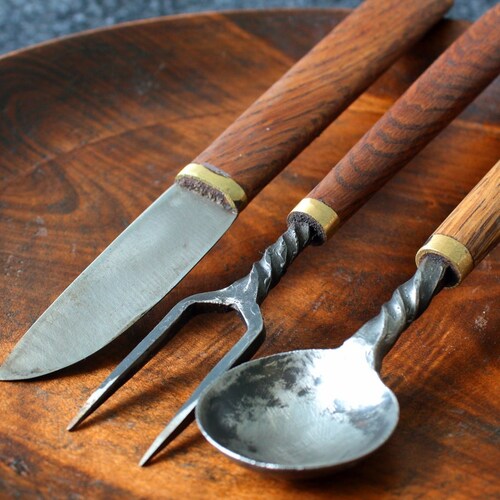 Forged Dinner Set Viking Cutlery Medieval Cutlery Rustic | Etsy