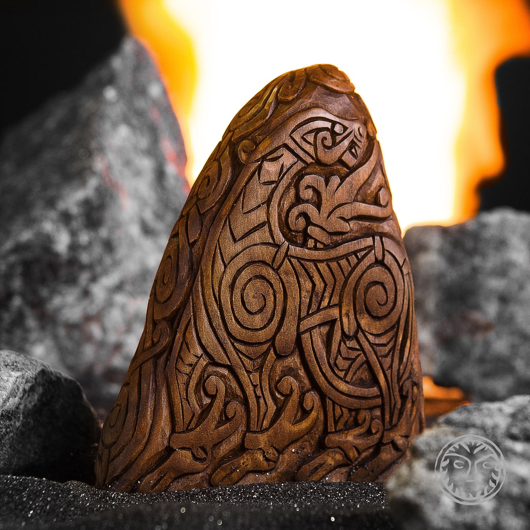 Handmade Viking Wolf Rune Stone, Fenrir Amulet, Norse Decor - Etsy