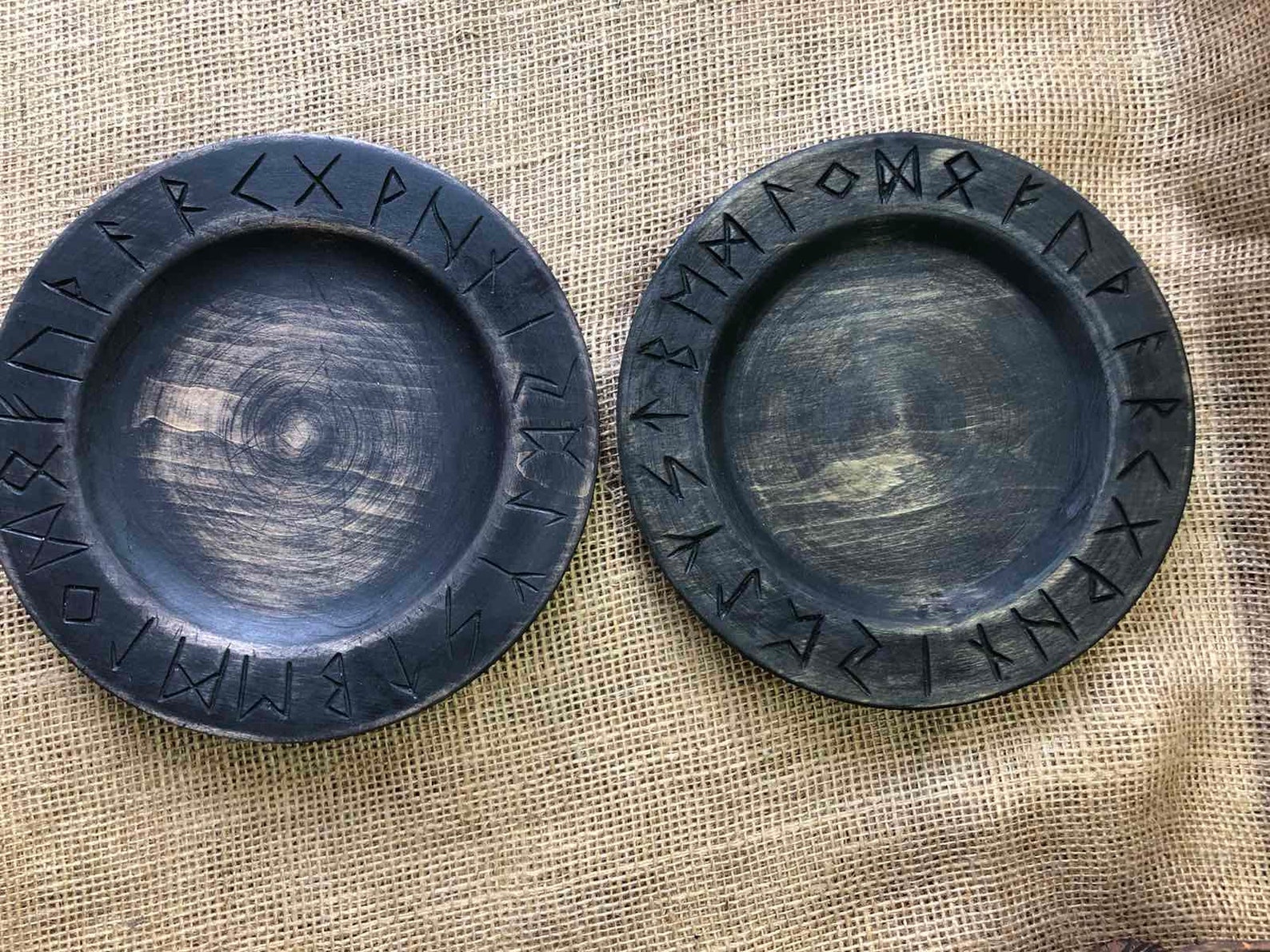 Plate Futhark Wooden Plate With a Script Runes Wooden | Etsy