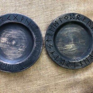 Plate, Futhark, Wooden Plate With a Script, Runes, Wooden Vessel, Norse ...