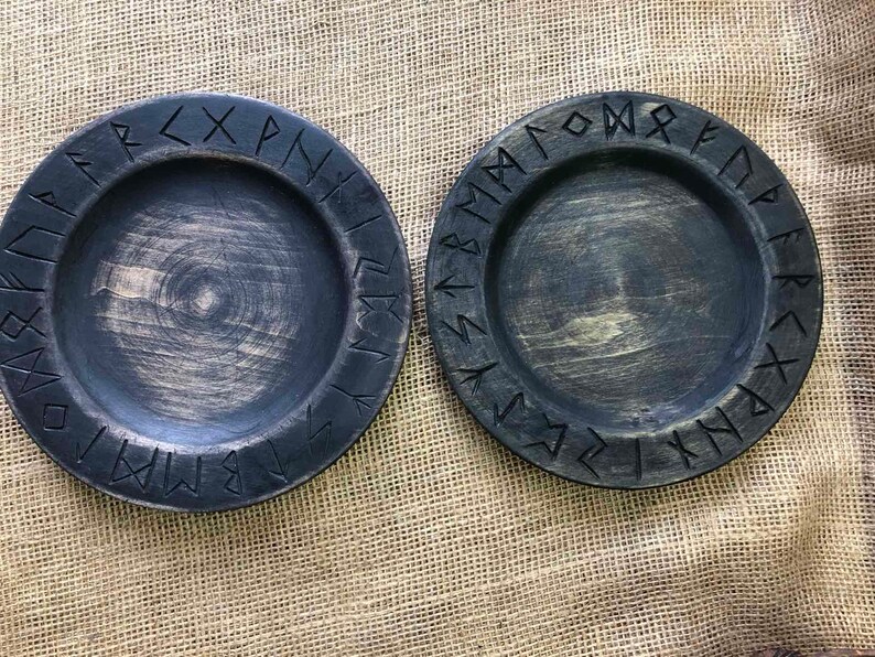 Plate Futhark Wooden Plate With a Script Runes Wooden | Etsy