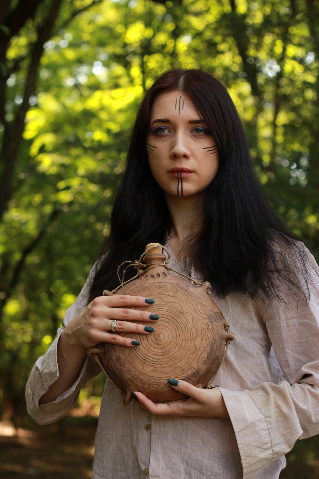Handmade Ceramic Medieval Flask, Reenactment Water Bottle - Etsy