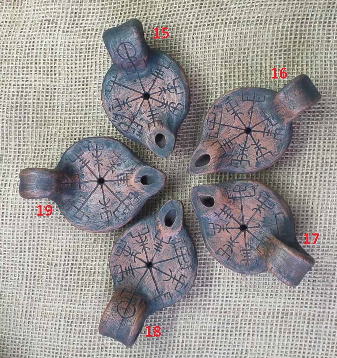 Viking Oil Lamp Vegvisir Wayfinder Pottery Lamp Ceramic | Etsy