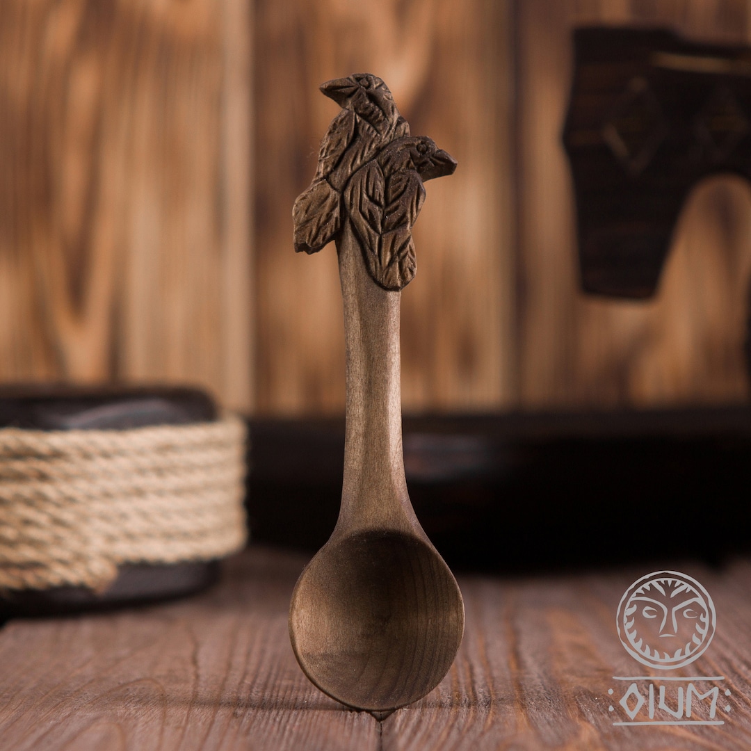 Huginn, Muninn, Ravens, Medieval Spoon, Viking Spoon, Wood Cutlery ...