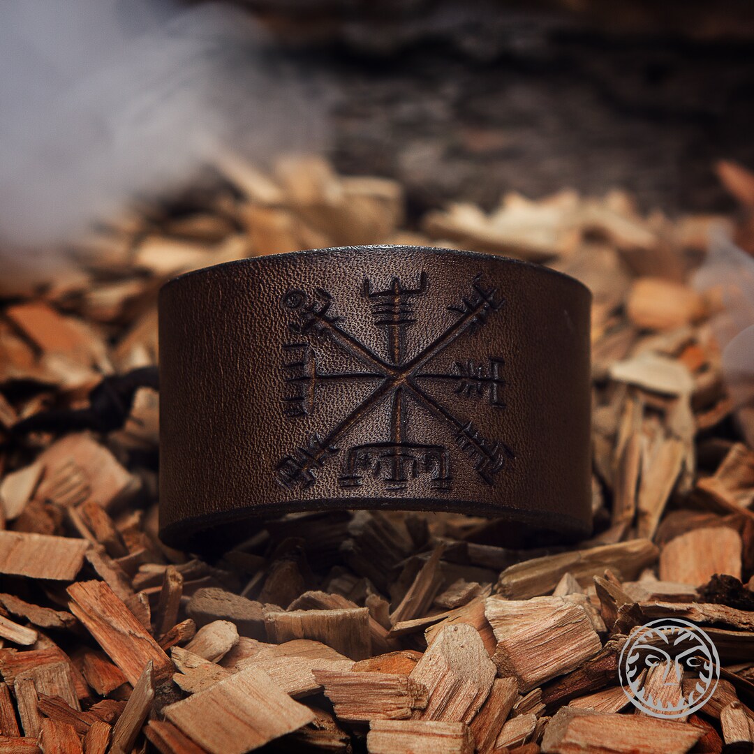 Medieval Style Leather Bracelet, Viking, Vegvisir,bracelet Leather ...