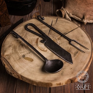 Hand Forged Dinner Set, Rustic Kitchen, Kitchen Accessories, Viking ...