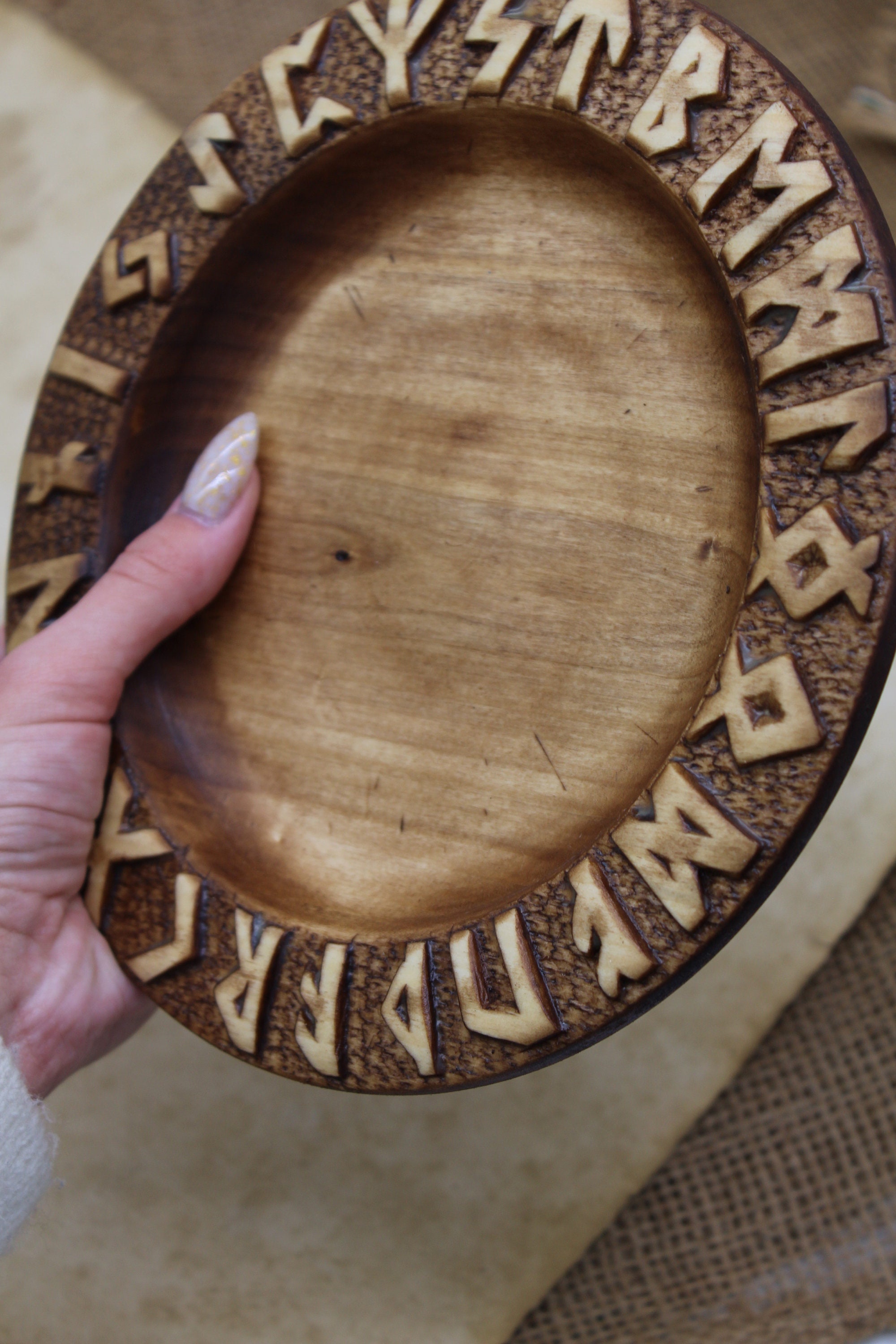 Plate Futhark Wooden Plate With a Script Runes Wooden - Etsy