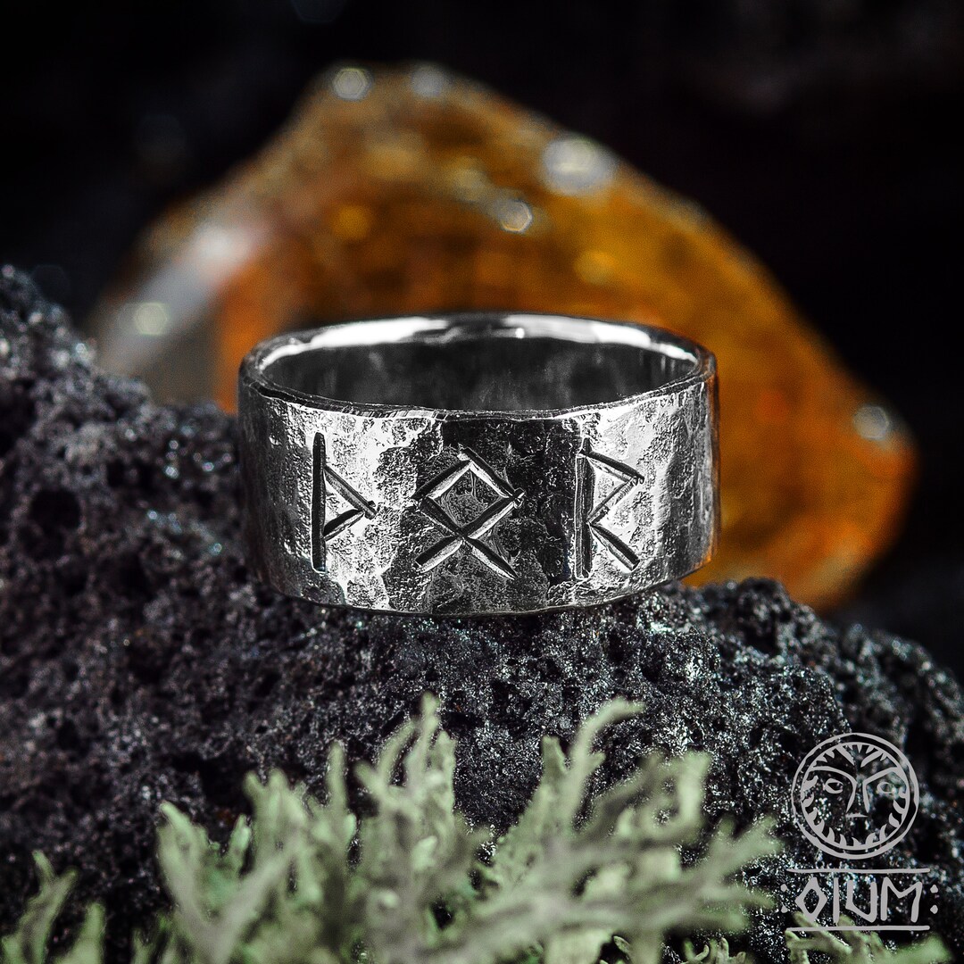 Personalized Ring With Futhark Runes, Gift for Pagans, Asatru, and Fans ...