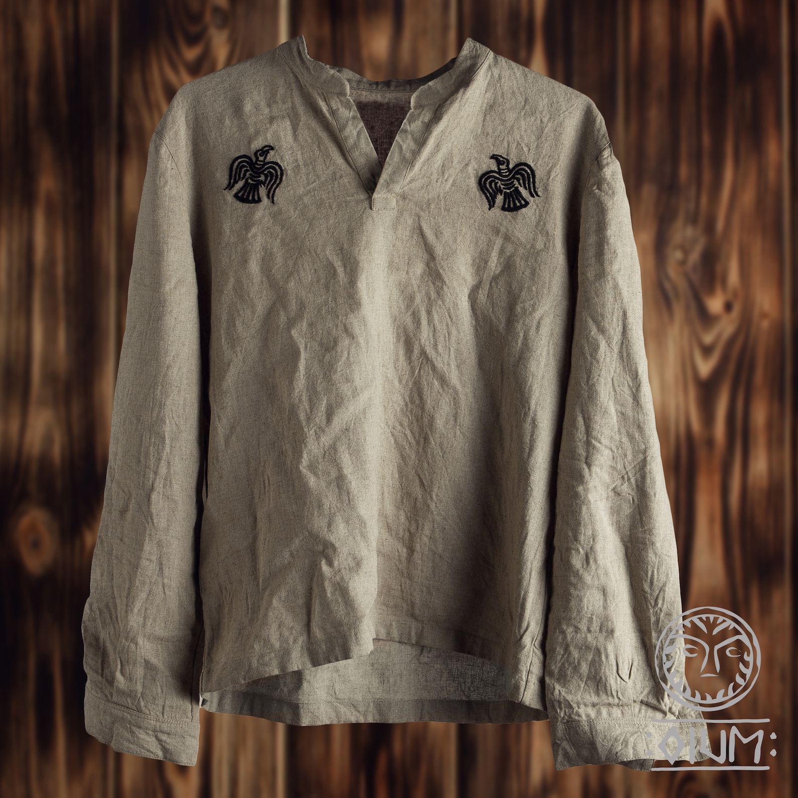 Medieval Style Linen Shirt With Ravens Viking Style Man - Etsy