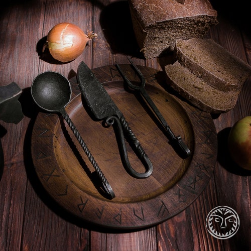 Forged Dinner Set Viking Cutlery Medieval Cutlery Rustic - Etsy