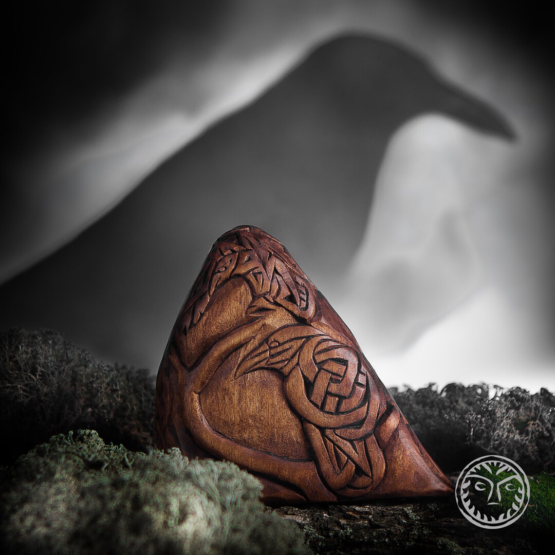 Viking Raven, Odin Raven, Huginn, Muninn, Rune Stone, Amulet, Talisman ...