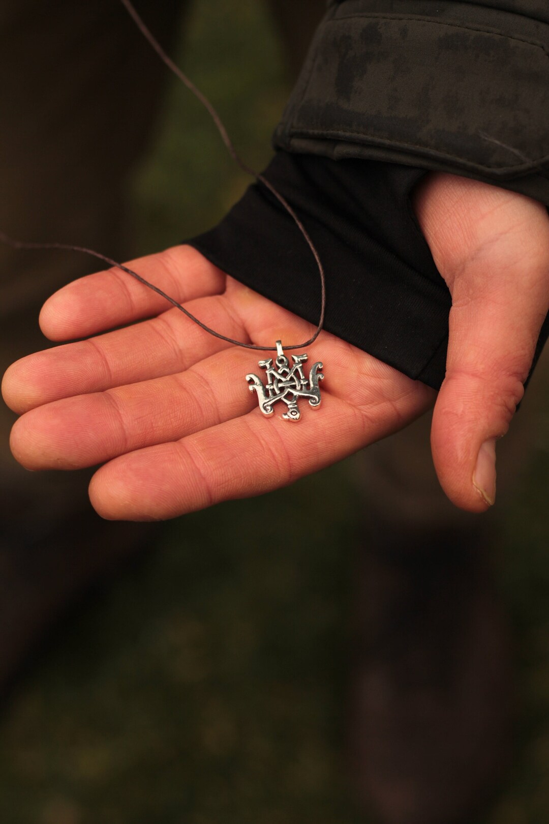 Falcon Pendant, Asatru Necklace, Amulet, Viking Pendant, Trident, Norse ...