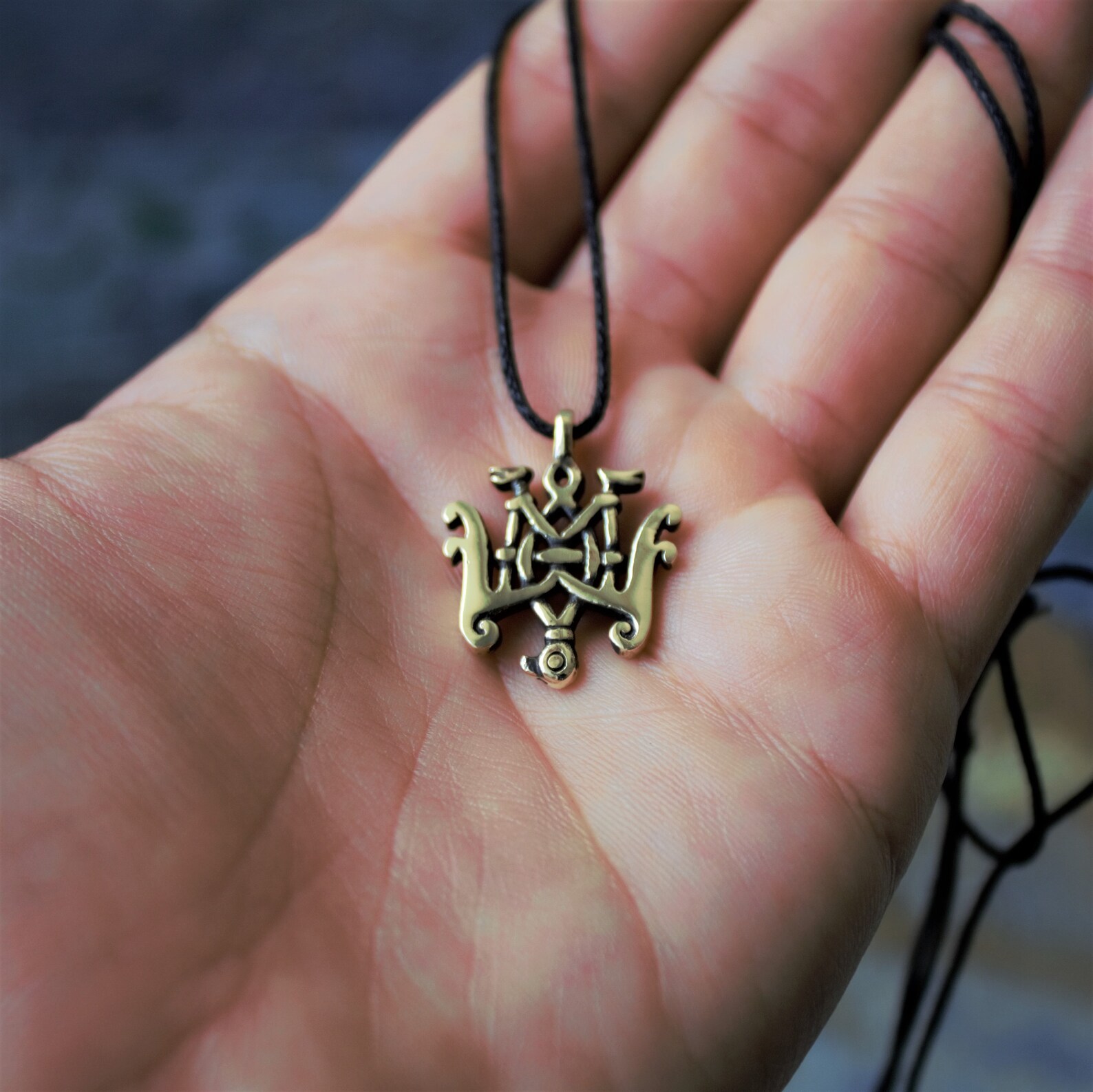 Falcon Pendant, Asatru Necklace, Amulet, Viking Pendant, Trident, Norse ...