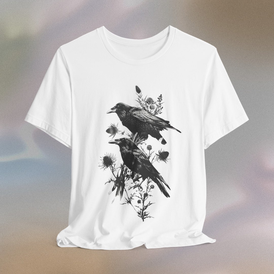 Vintage Raven Thistle Shirt: Cottagecore Whimsigoth Tee - Etsy