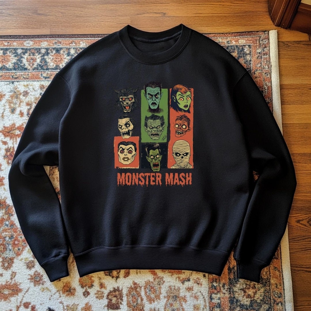 Retro Monsters Halloween Sweater, Monster Mash Sweatshirt, Monster ...