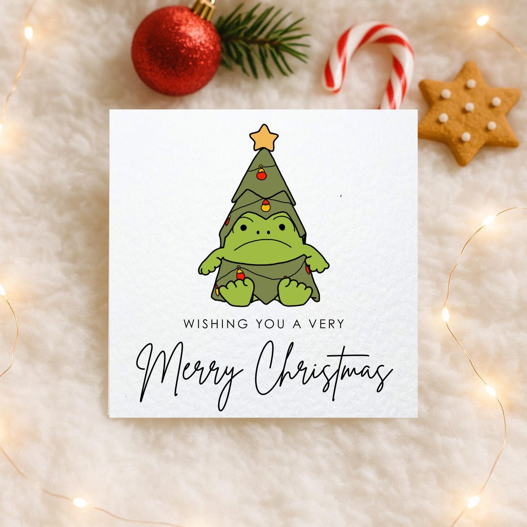 Personalised Christmas Tree Cute Frog Card Personalised Card ...