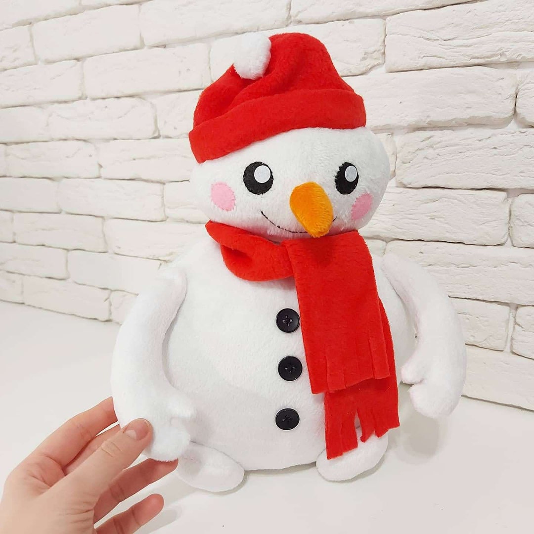 Handmade Snowman Plushie: Artisan Textile Toy. Height 40 Cm. - Etsy
