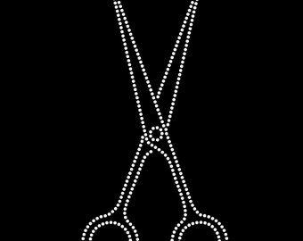 Set of 2 Scissors & Comb Iron on Rhinestone Transfer Bling Hot Fix ...