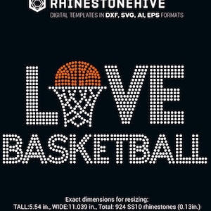 Love Basketball Rhinestone Template Digital Download Svg - Etsy