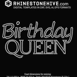 Birthday QUEEN Rhinestone Templates Digital Download, Svg, Eps, Png ...