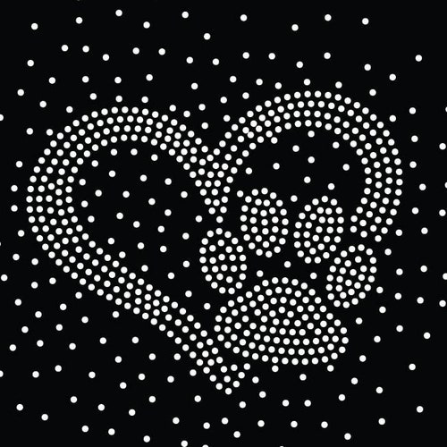 Paw With Heart Scattered Rhinestone Templates Digital - Etsy
