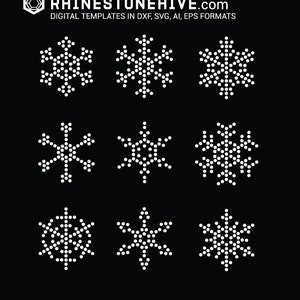 9 Small Snowflakes Rhinestone Template Digital Download, Svg, Eps, Png ...