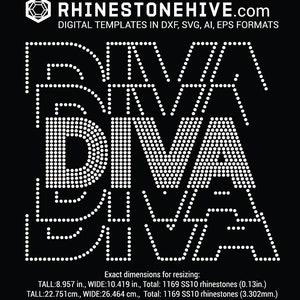 DIVA Rhinestone SVG Template | SS10 Bling Design (digital Download) - Etsy